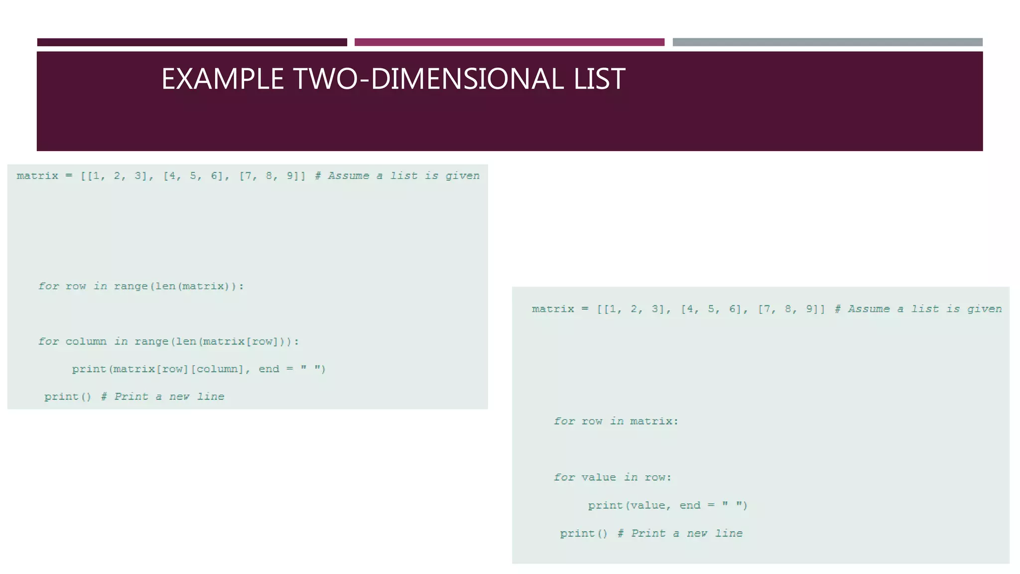 Multi-Dimensional Lists | PPTX | Programming Languages | Computing