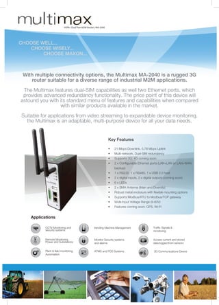 Multimax HSPA+ Dual Port M2M Router - Maxon Solutions | PDF