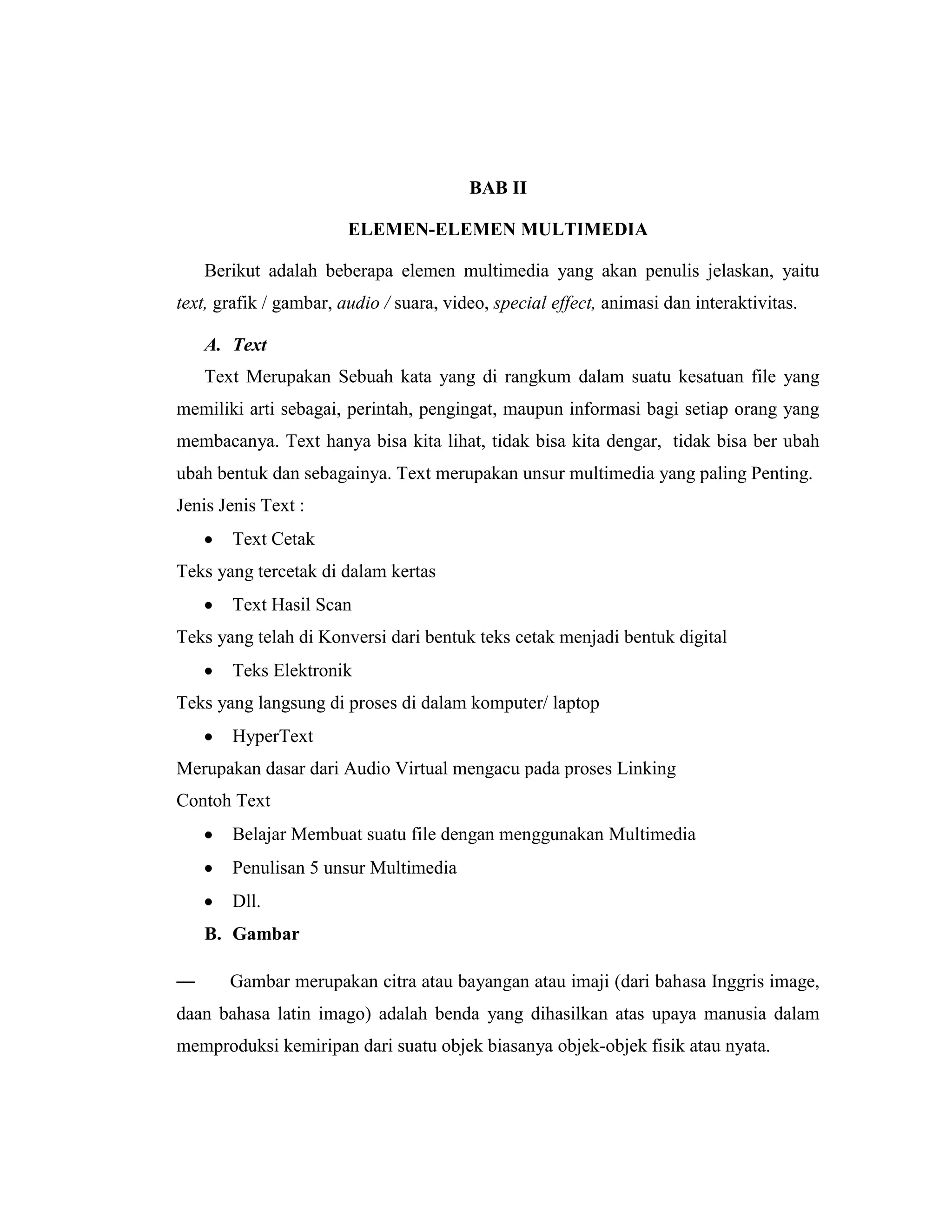 elemen-elemen Multimedia | DOCX