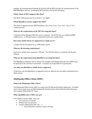 Multimedia Communication Server Frequently Asked Questions | PDF