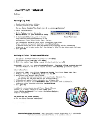 Multimedia Using Video In Powerpoint. Manual | PPT