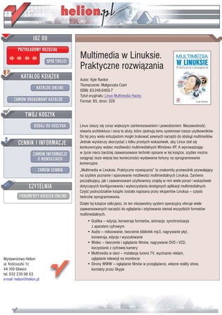 Multimedia w Linuksie. Praktyczne rozwiązania | PDF
