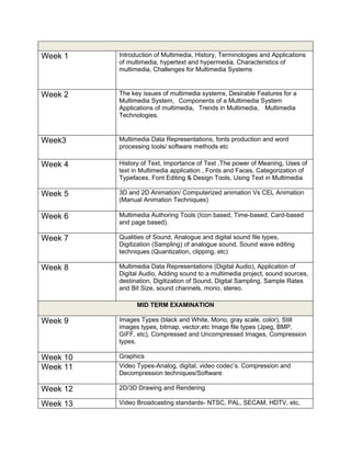 Multimedia applications course outlines | DOC