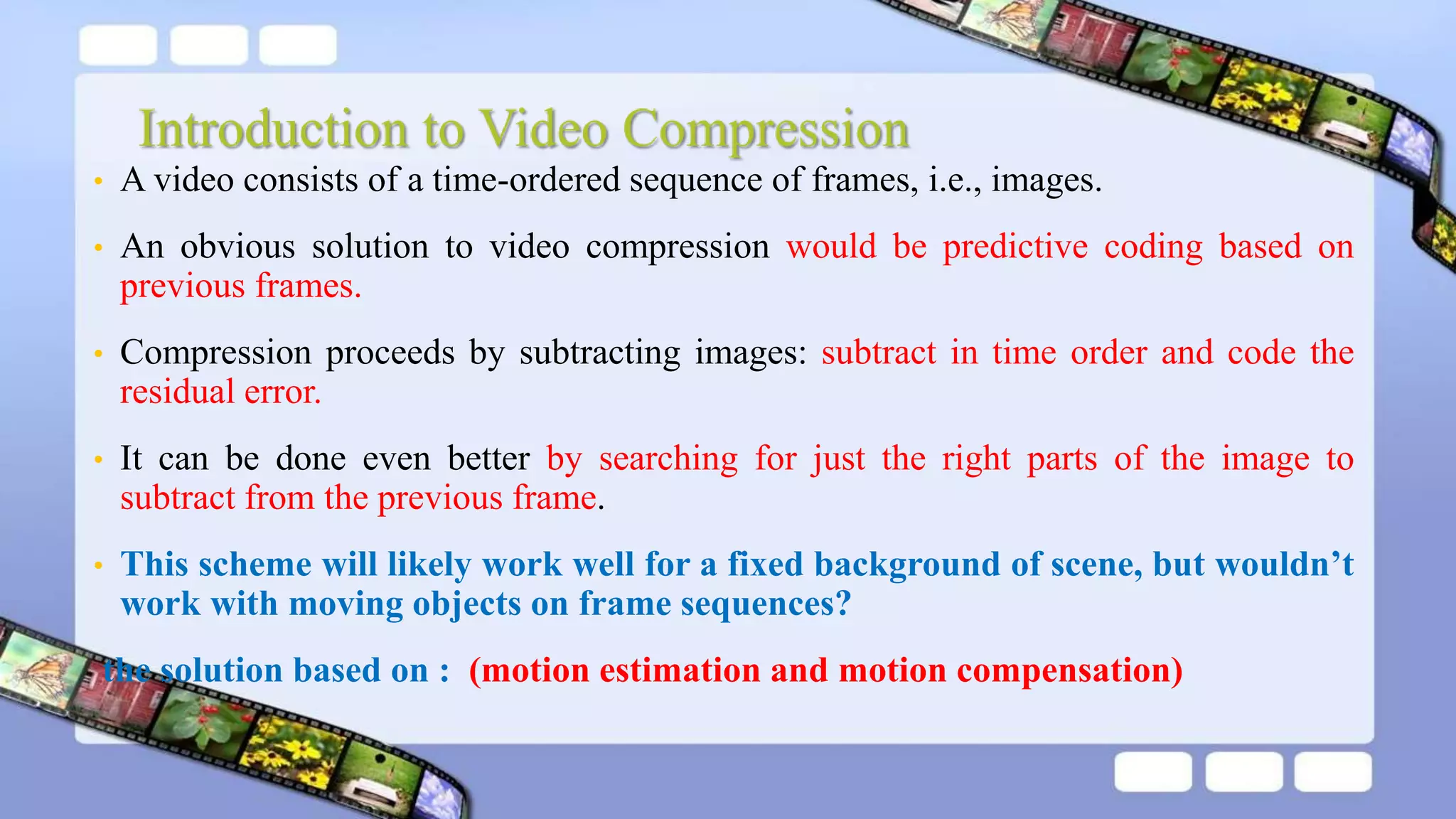 Multimedia basic video compression techniques | PPT
