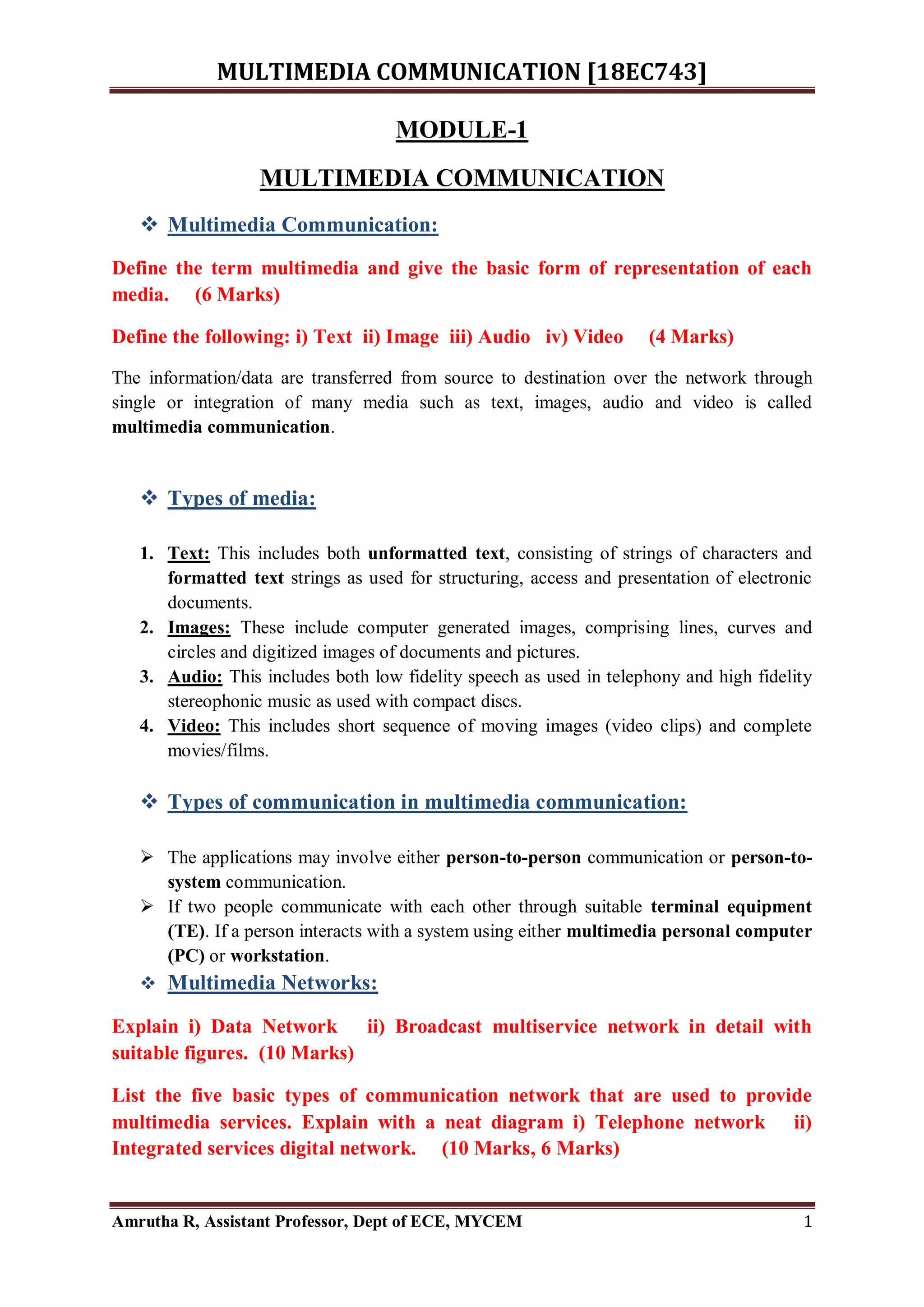 Multimedia Communication Module 1 Pdf