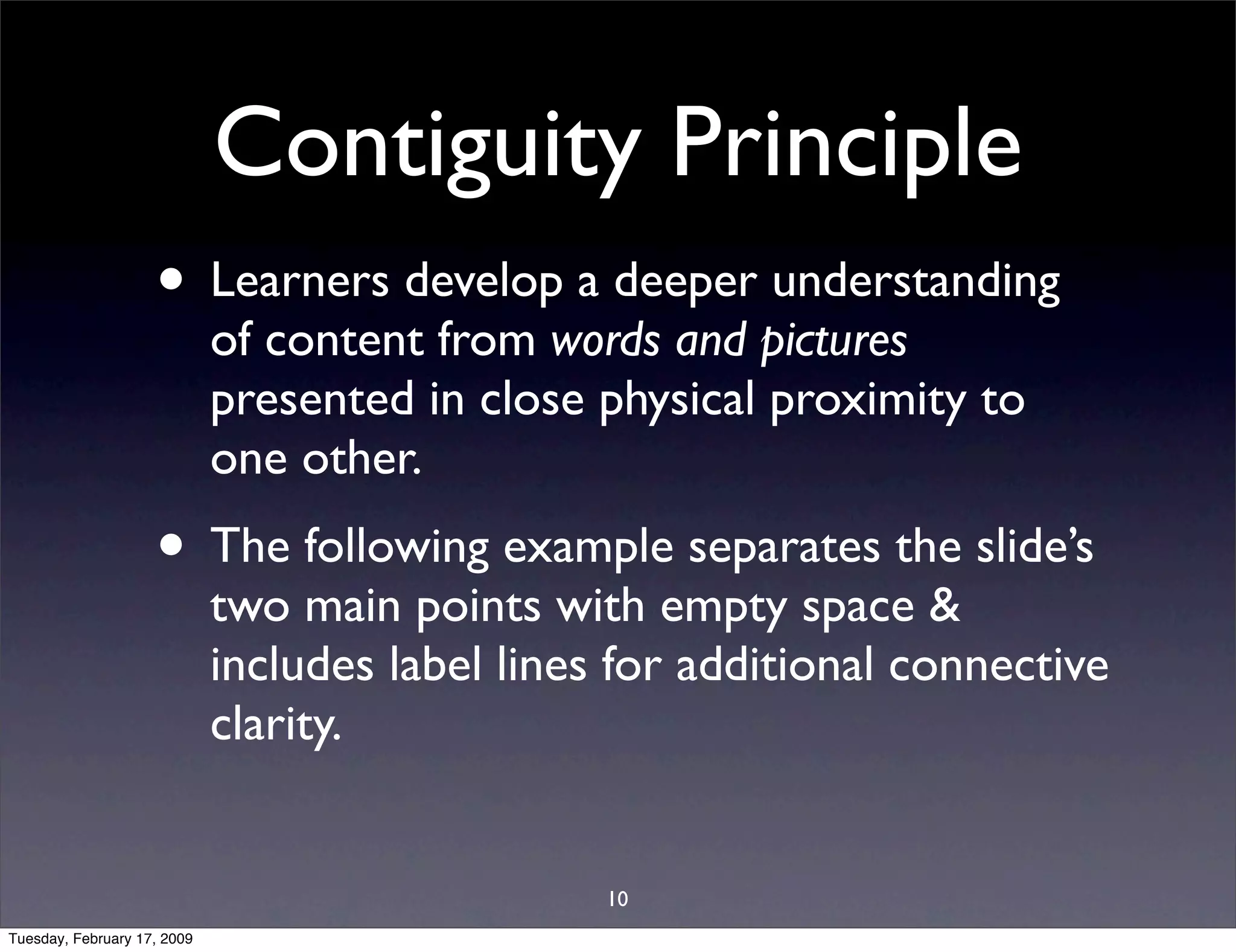 Multimedia & Contiguity Principles | PPT