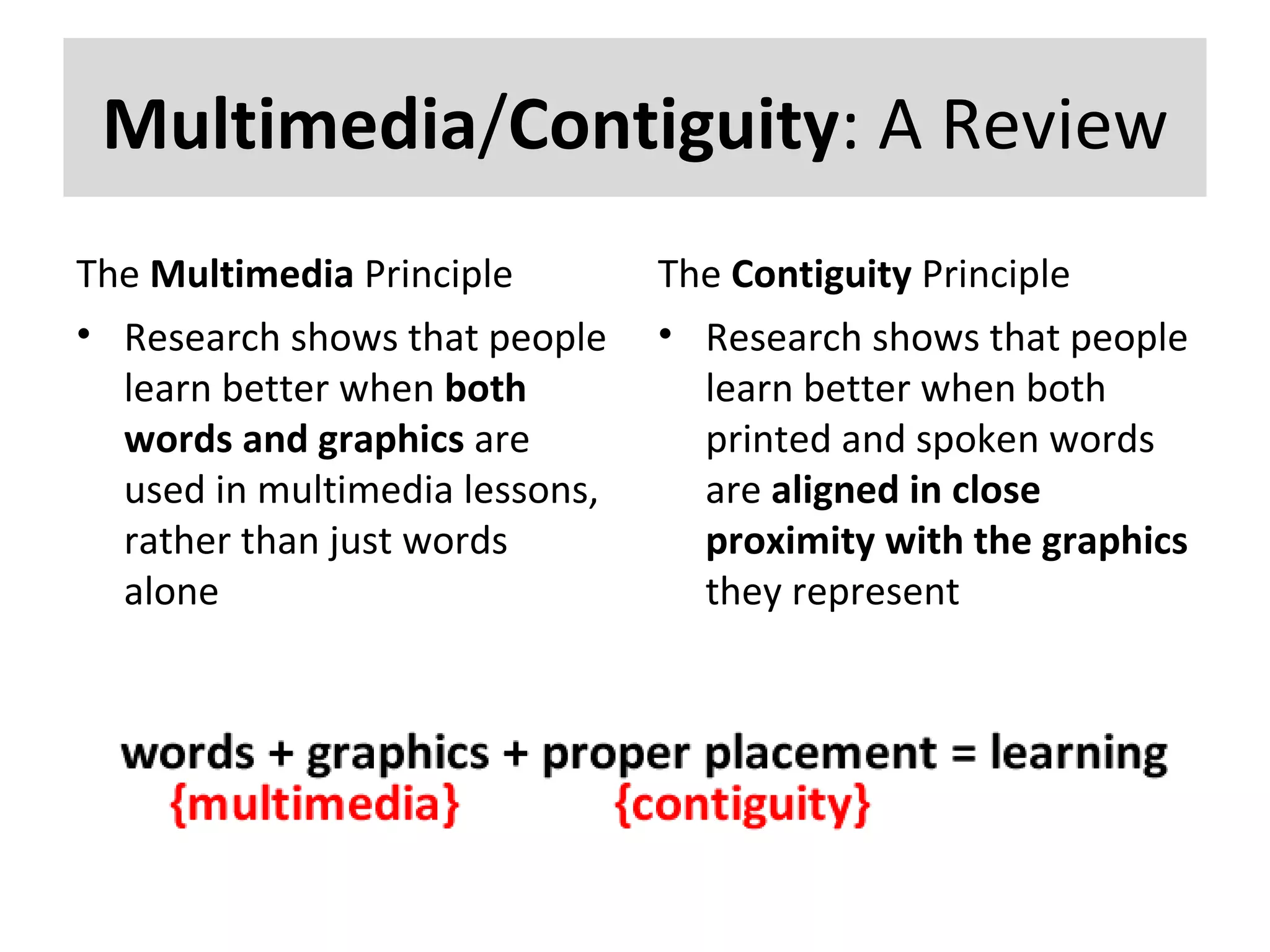 Multimedia and Contiguity Principles | PPT