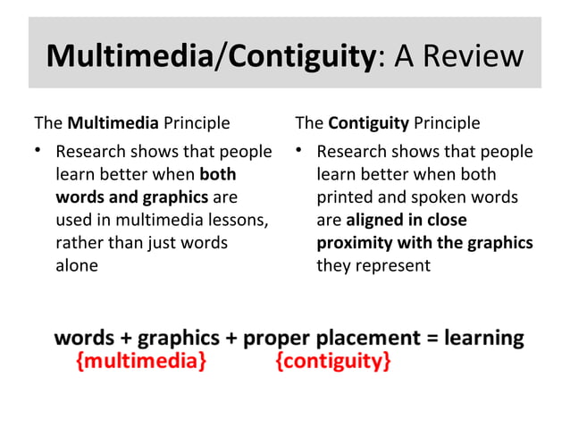 Multimedia and Contiguity Principles | PPT