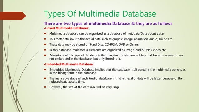 Multimedia database | PPTX | Databases | Computer Software and Applications