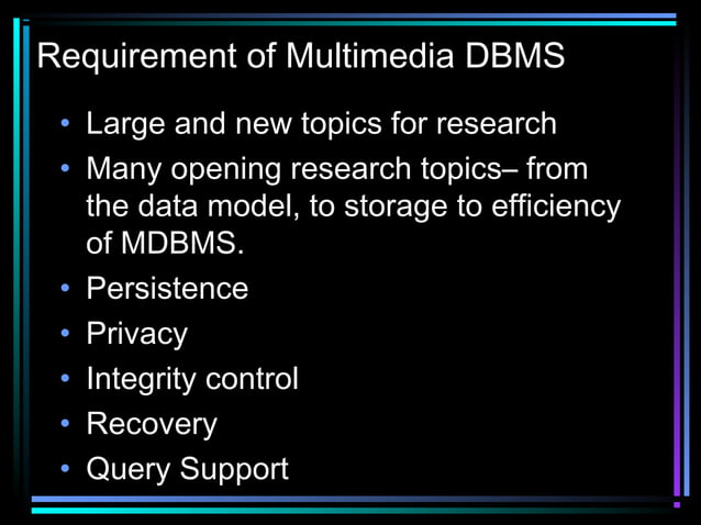 Multimedia db system | PPT | Databases | Computer Software and Applications