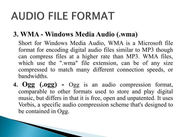 Multimedia file formats | PPTX | Digital Audio | Computer Software and ...