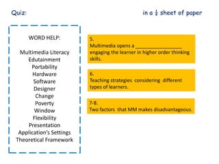 Multimedia in Education | PPTX