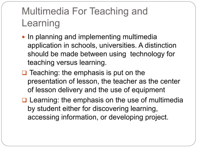 Multimedia in education | PPT