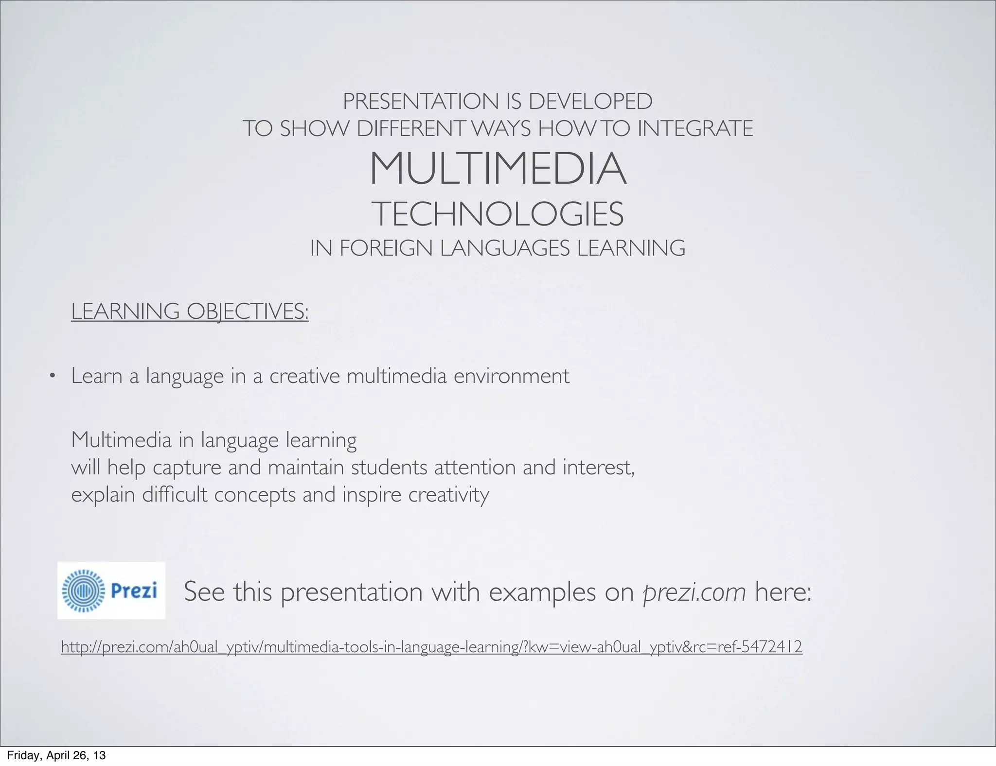 Multimedia in language LEARNING | PPT