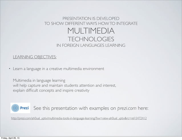 Multimedia in language LEARNING | PPT