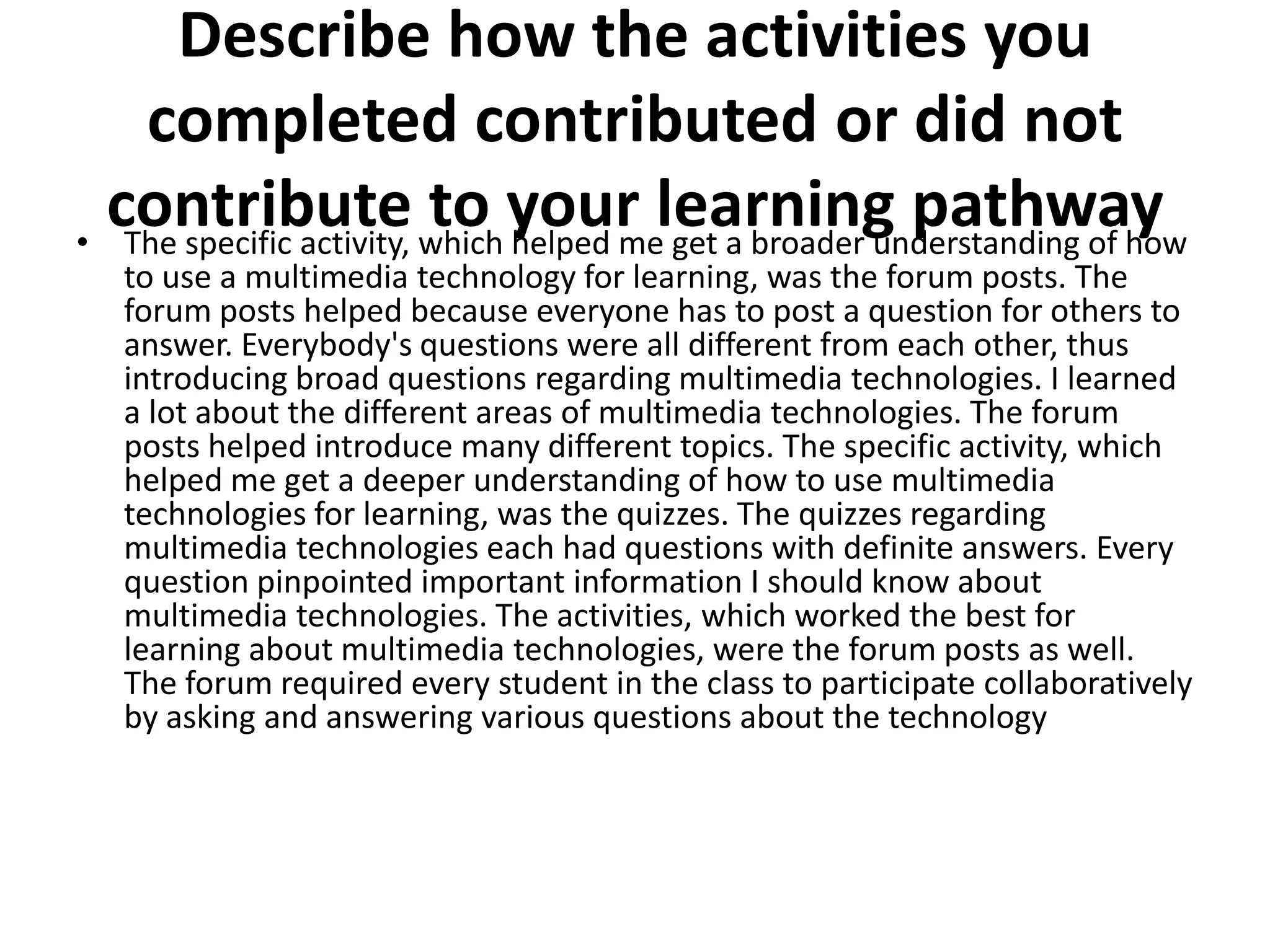 Multimedia interactive learning | PPT