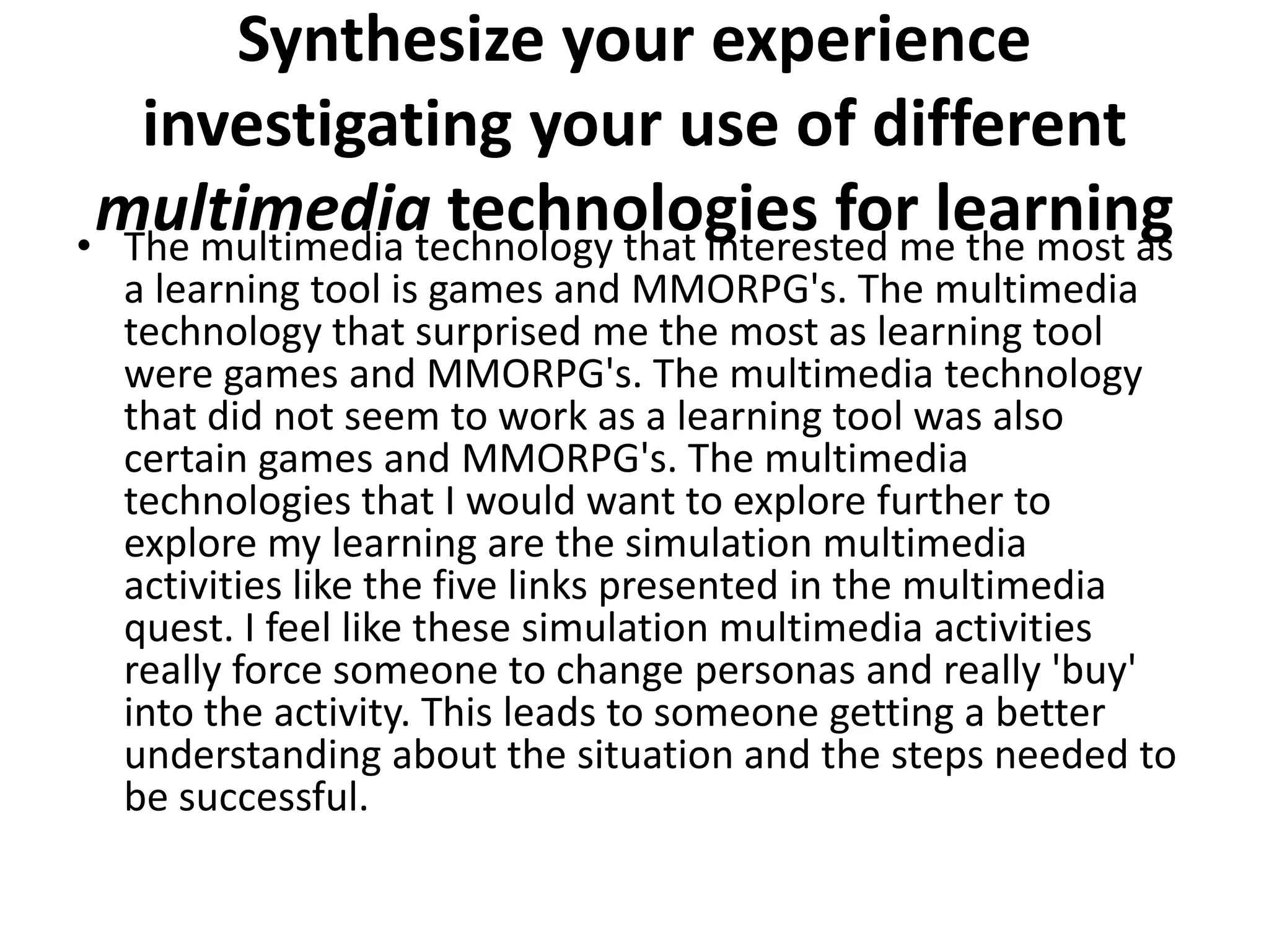 Multimedia interactive learning | PPT