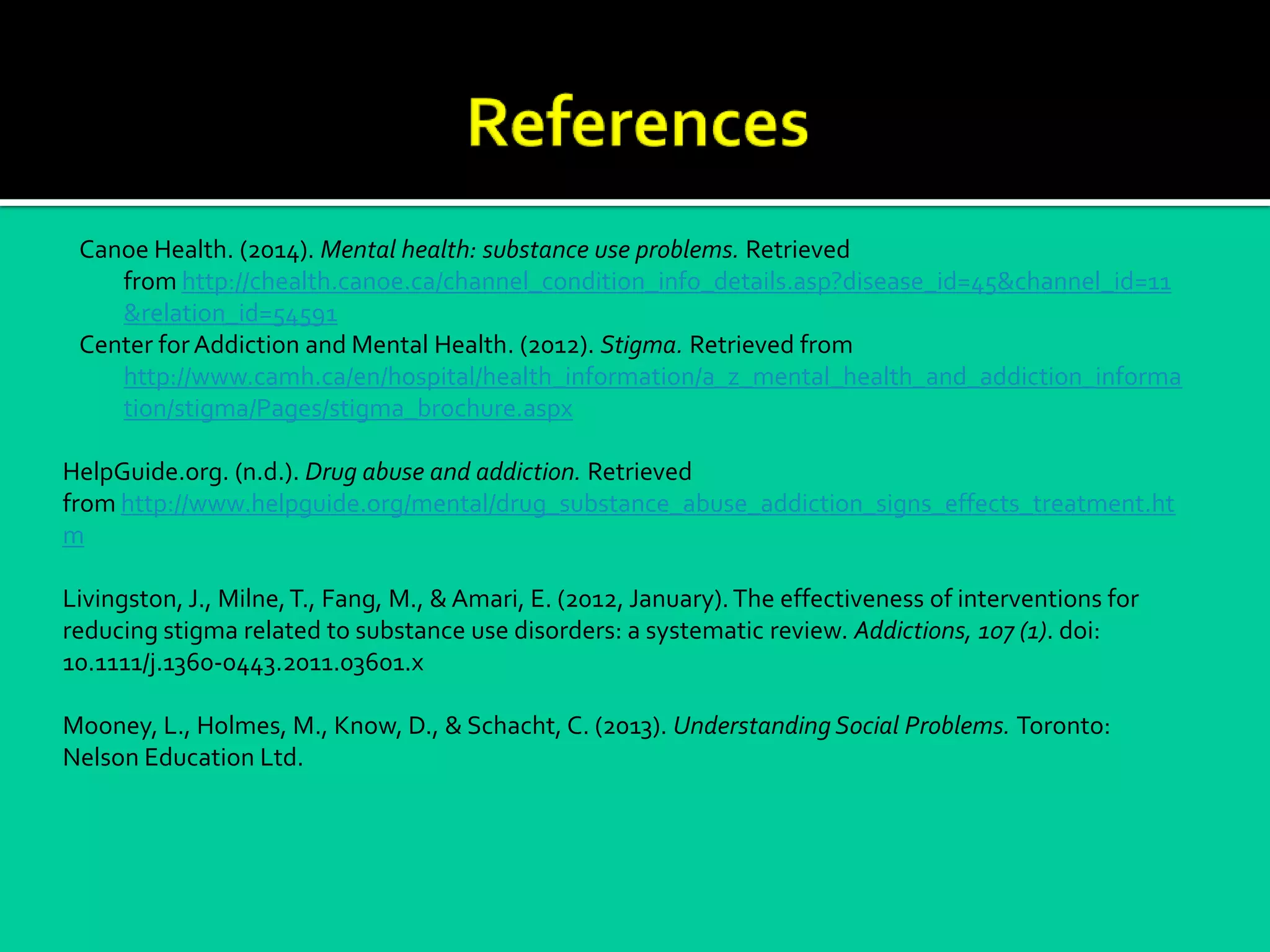 Multimedia presentation: Substance Use and Abuse | PPTX