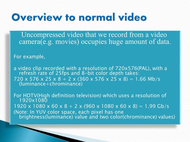 Multimedia presentation video compression | PPT