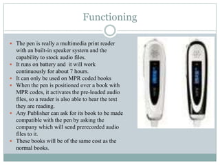 Multimedia print reader talking pen by adarsh pvt | PPT | Free Download