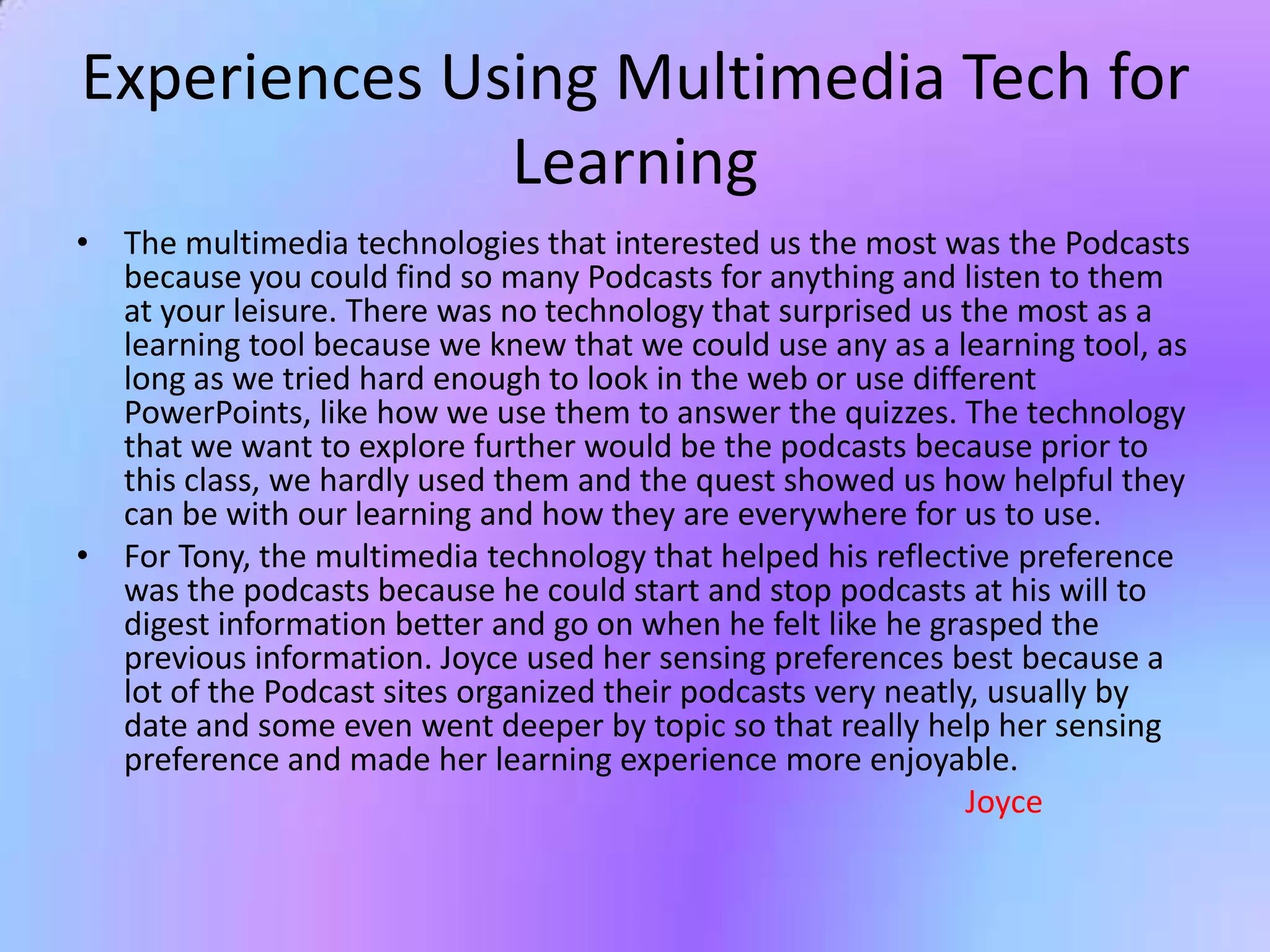 Multimedia Synthesis Project | PPT