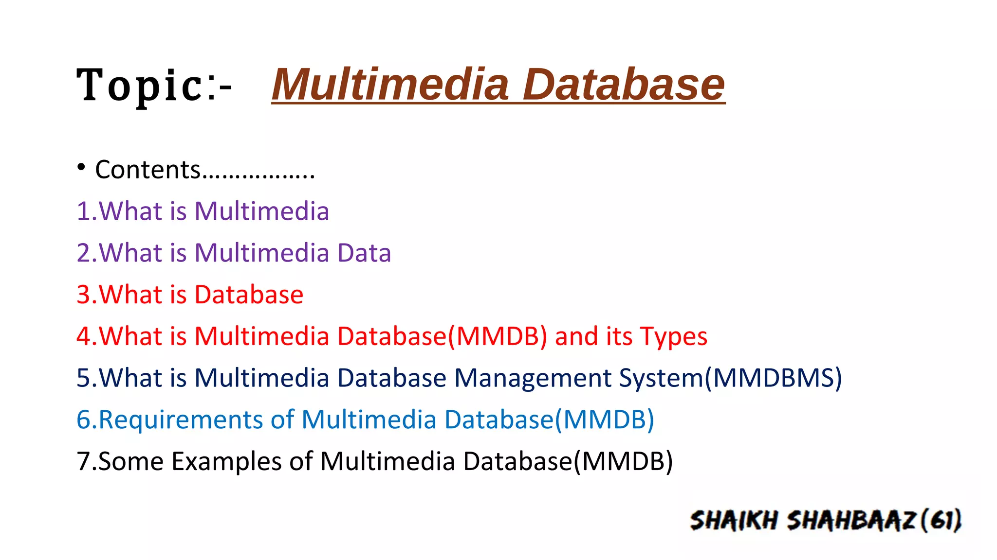 Multimedia Database | PPT