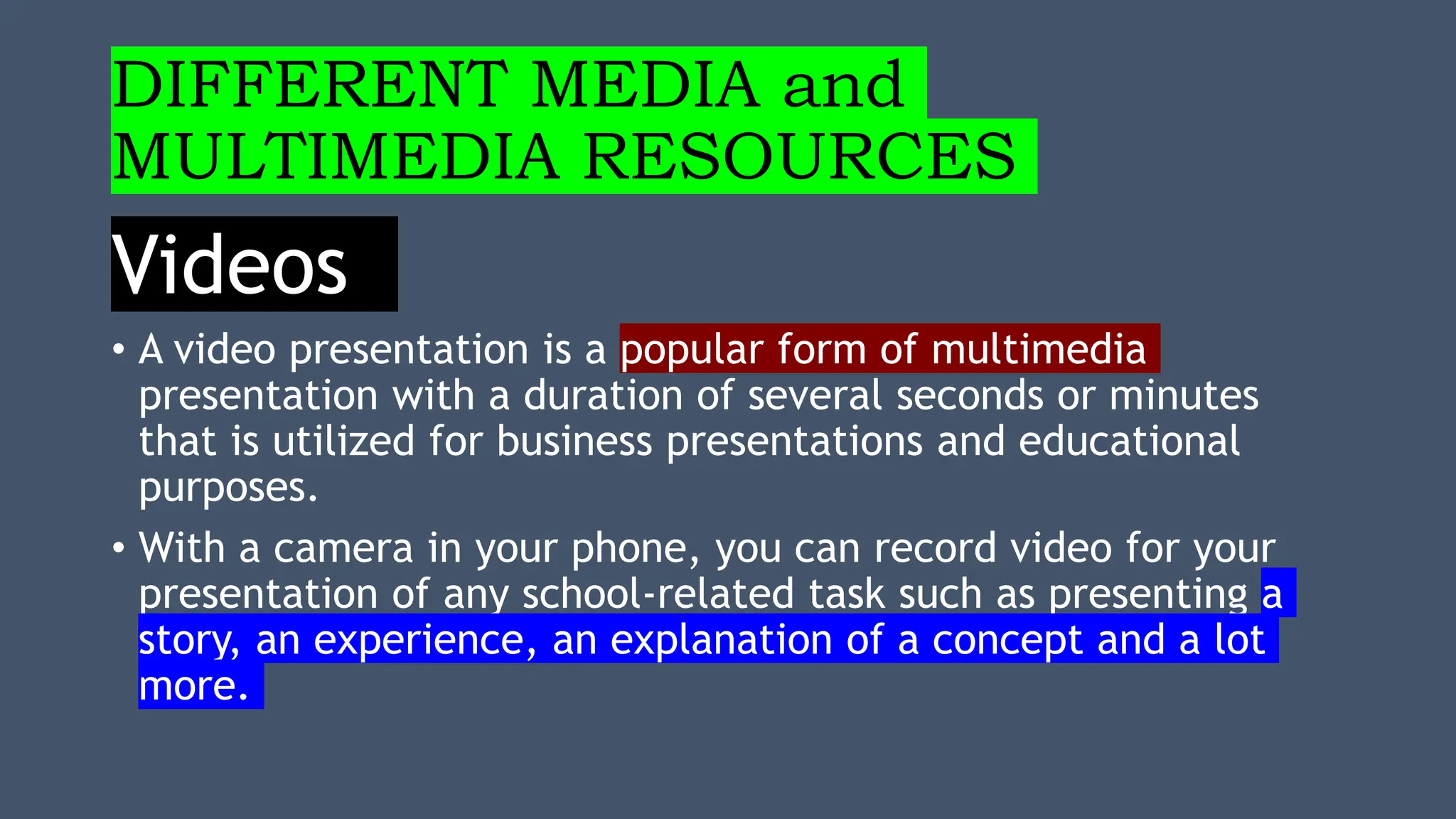 Multimedia Resources powerpoint presentation | PPTX
