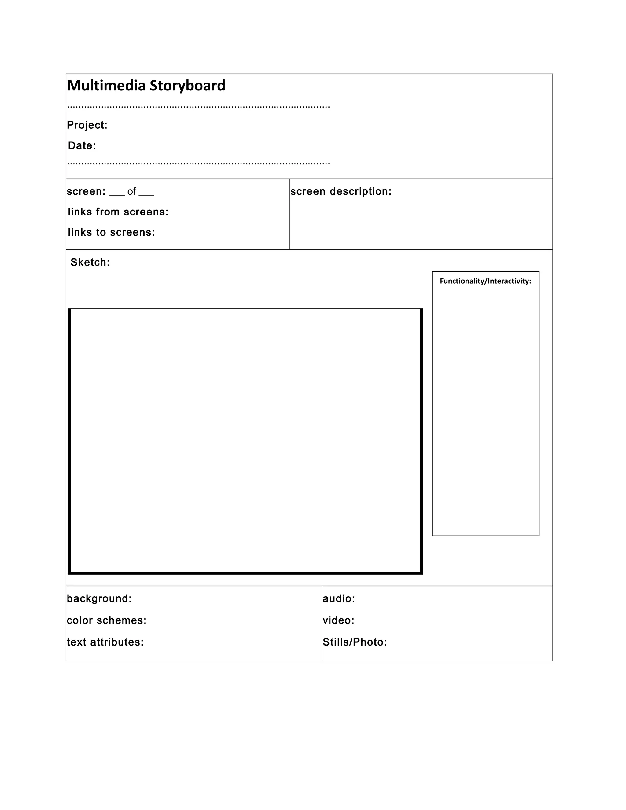 Multimedia storyboard template | DOC