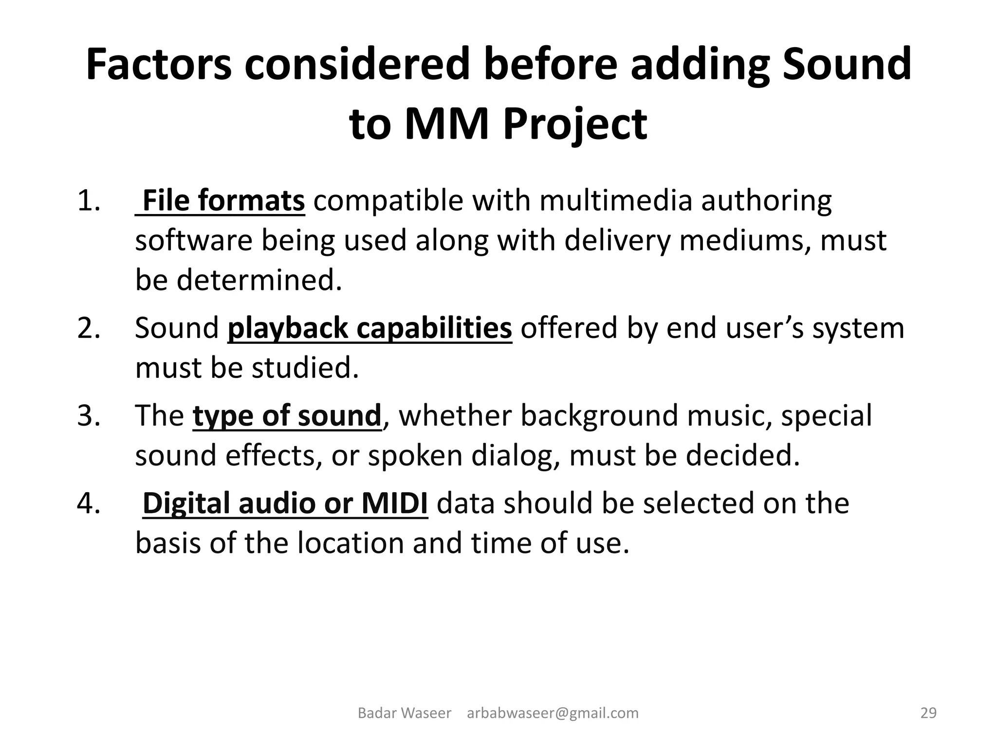 Multimedia System & Design Ch 4 Audio | PPTX