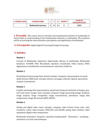 KTU M TECH S2 Multimedia Systems Syllabus | DOCX