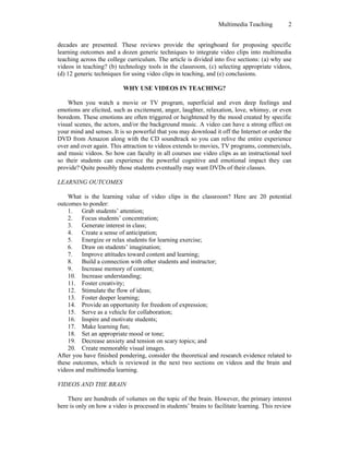 Multimedia Teaching With Video Study | PDF
