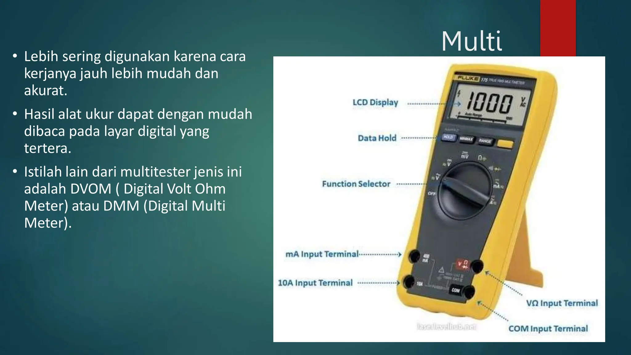 ALAT UKUR MULTIMETER digunakan untuk mengukur arus listrik atau daya | PPT