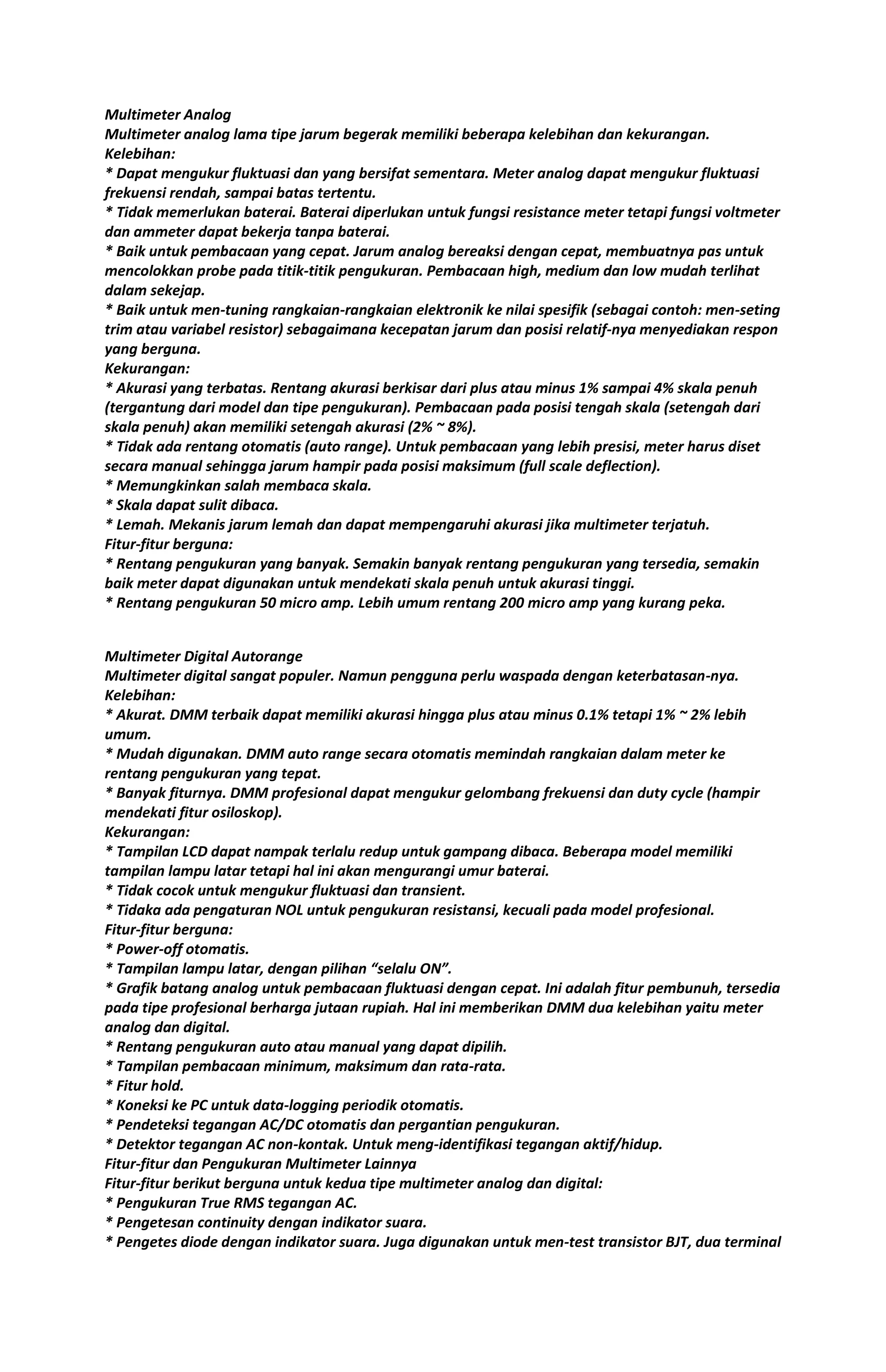 Multimeter analog dan digital | DOCX