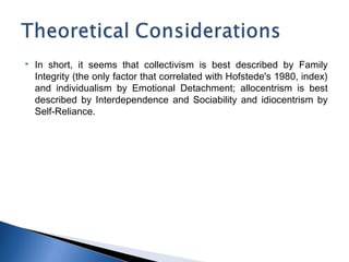 Multimethod probes of individualism and collectivism | PPT