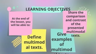 Grade 8 LEsson 2nd Quarter MELC Multimodal texts | PPTX