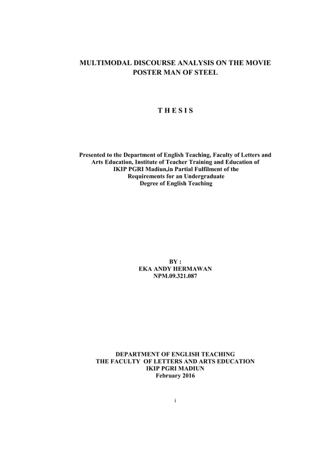 Multimodal Discourse Analysis of Man of Steel Poster bachelor thesis ...