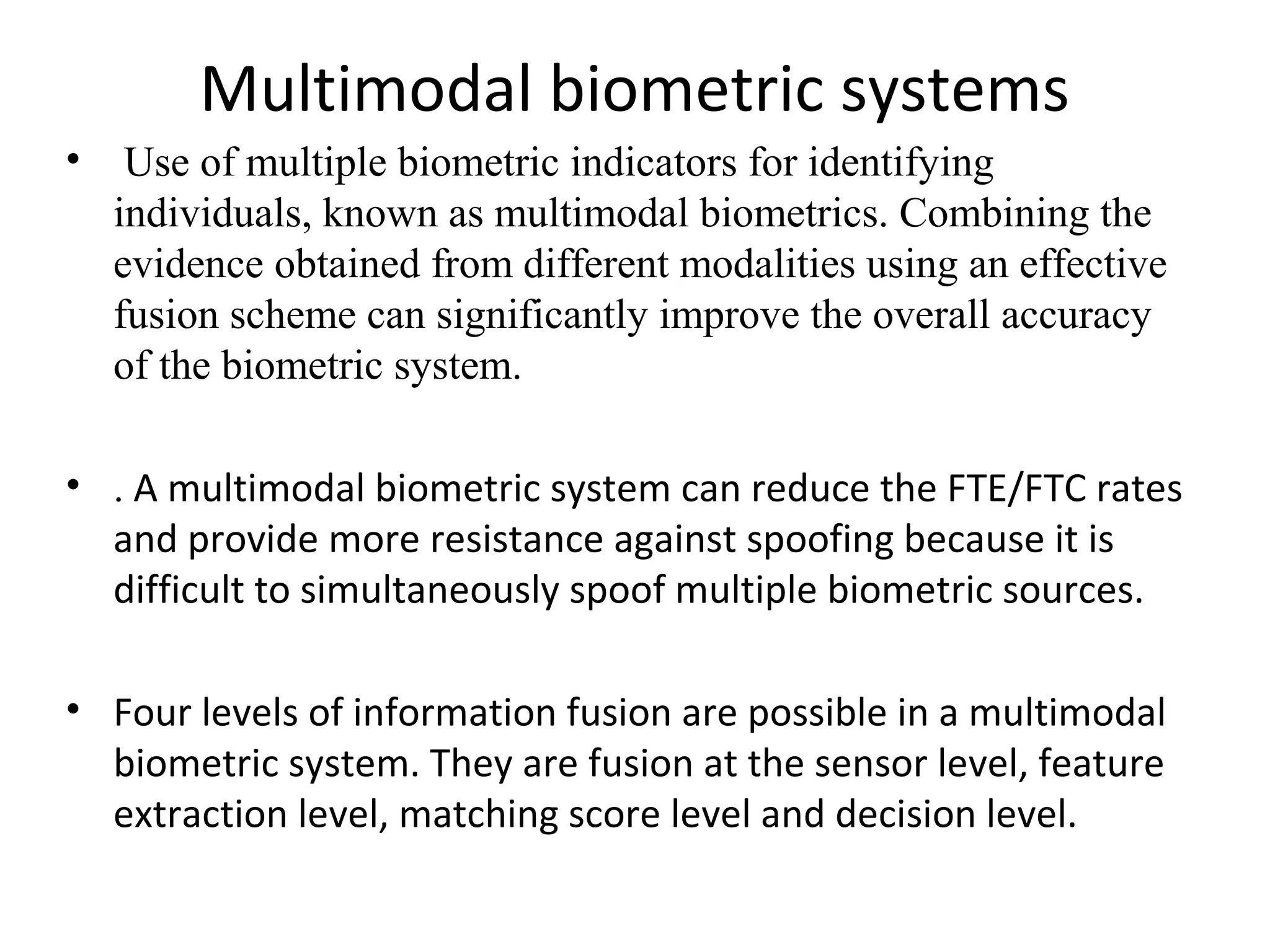 Multimodal Biometric Systems | PPT