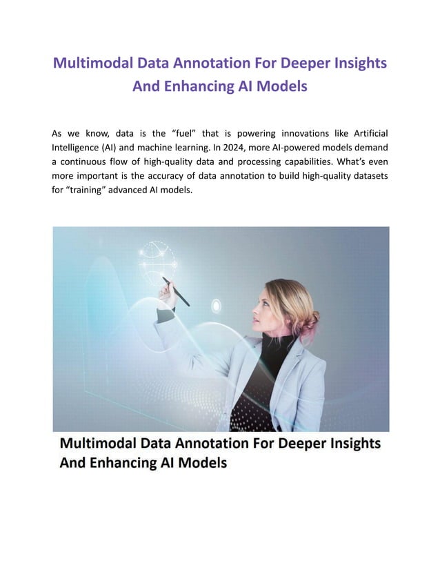 Multimodal Data Annotation For Deeper Insights And Enhancing AI Models | PDF