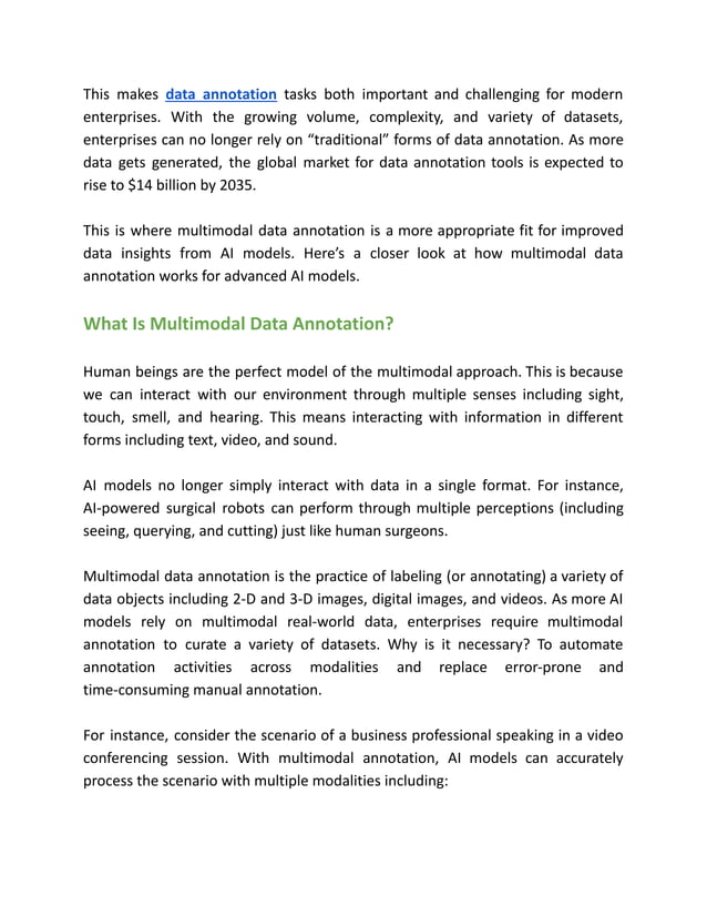 Multimodal Data Annotation For Deeper Insights And Enhancing AI Models | PDF