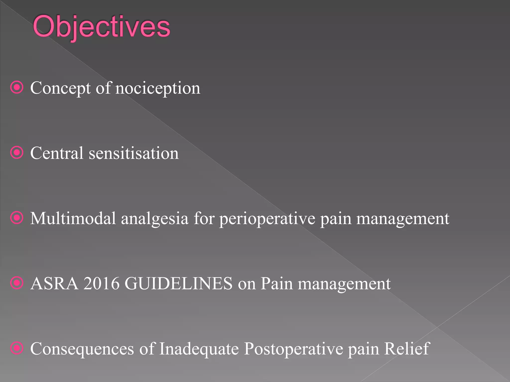 Multimodal pain management following surgical procedures | PPTX