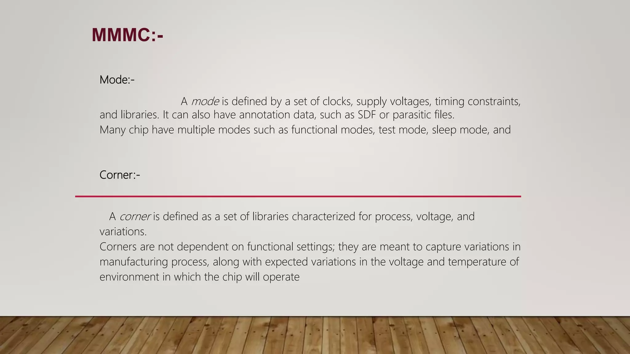 Multi mode multi corner (mmmc) | PPTX