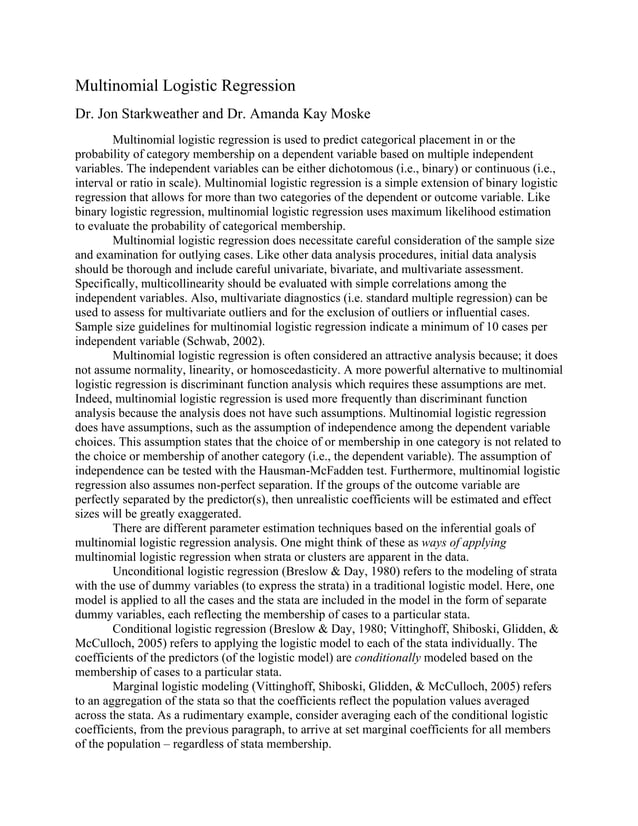 Multinomial Logistic Regression.pdf | Technology & Computing