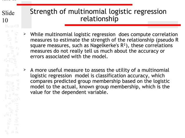 Multinomial logisticregression basicrelationships | PPT | Science