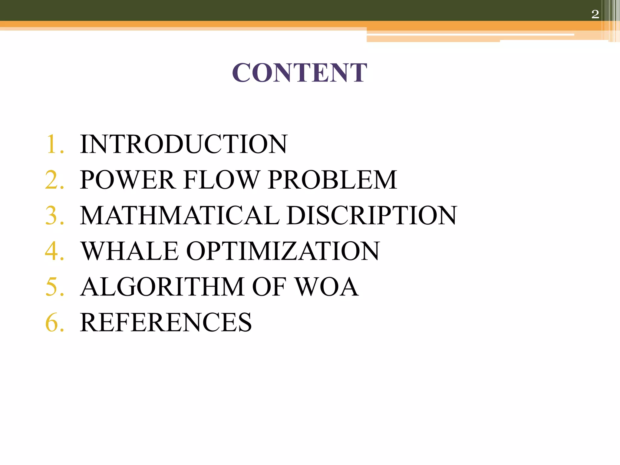 Multiobjective Load Flow Problem By Whale Optimization Ppt