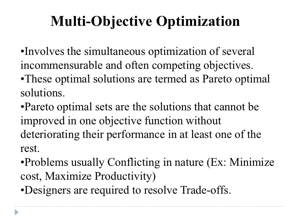 Multiobjective Optimization And Trade Offs Using Pareto Optimality