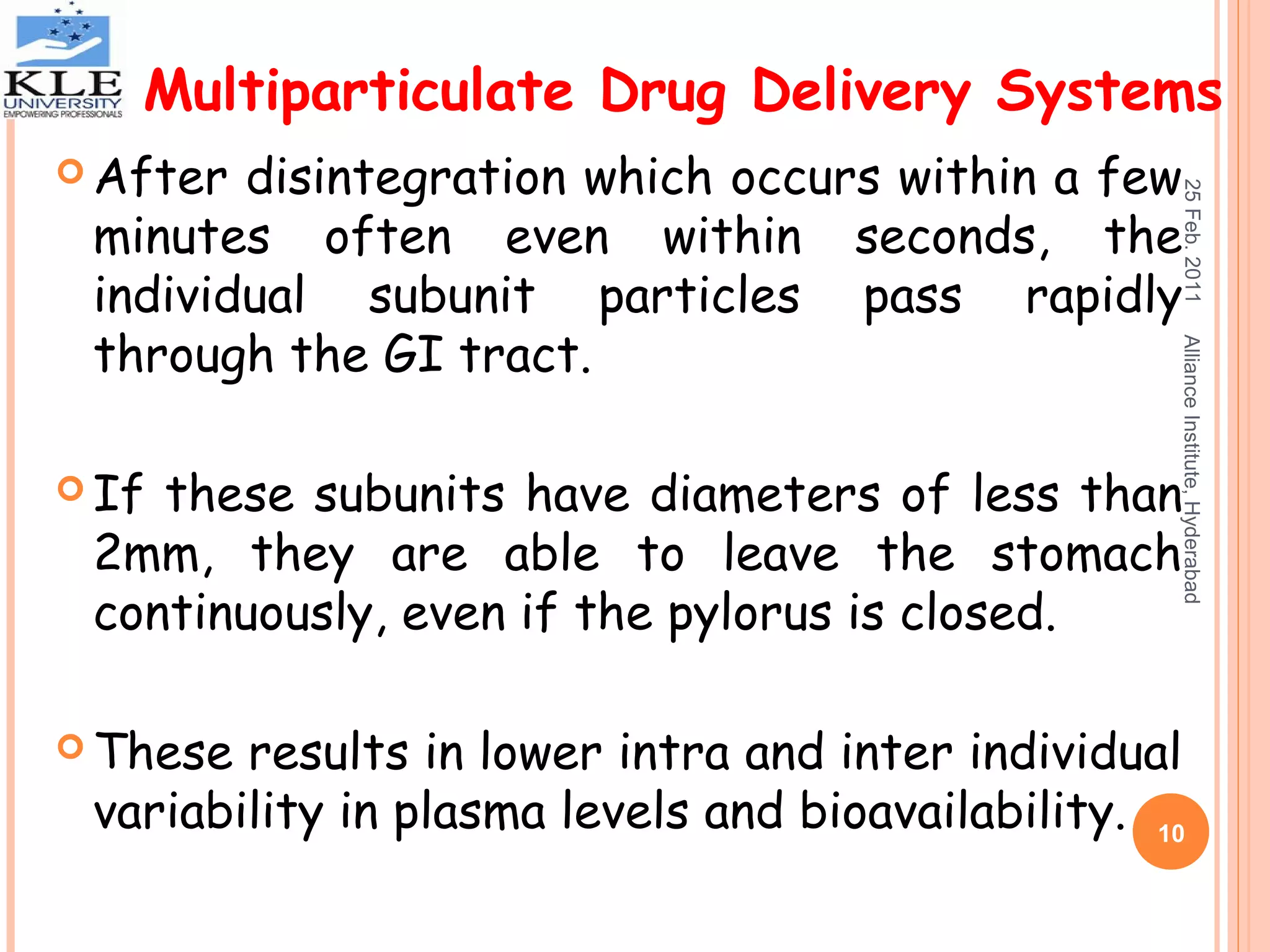 Multiparticulate Drug Delivery Systems Ppt