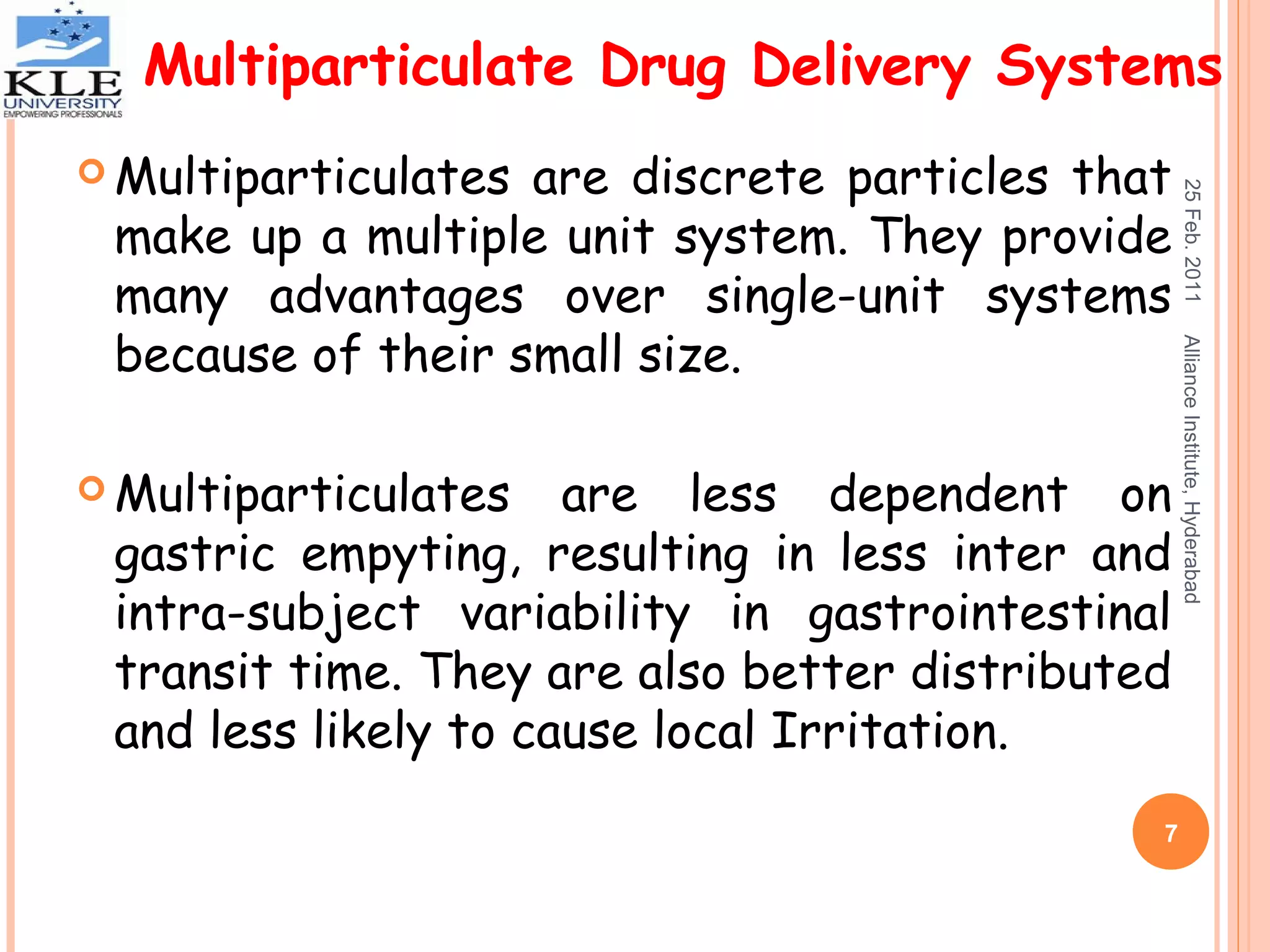 Multiparticulate Drug Delivery Systems Ppt