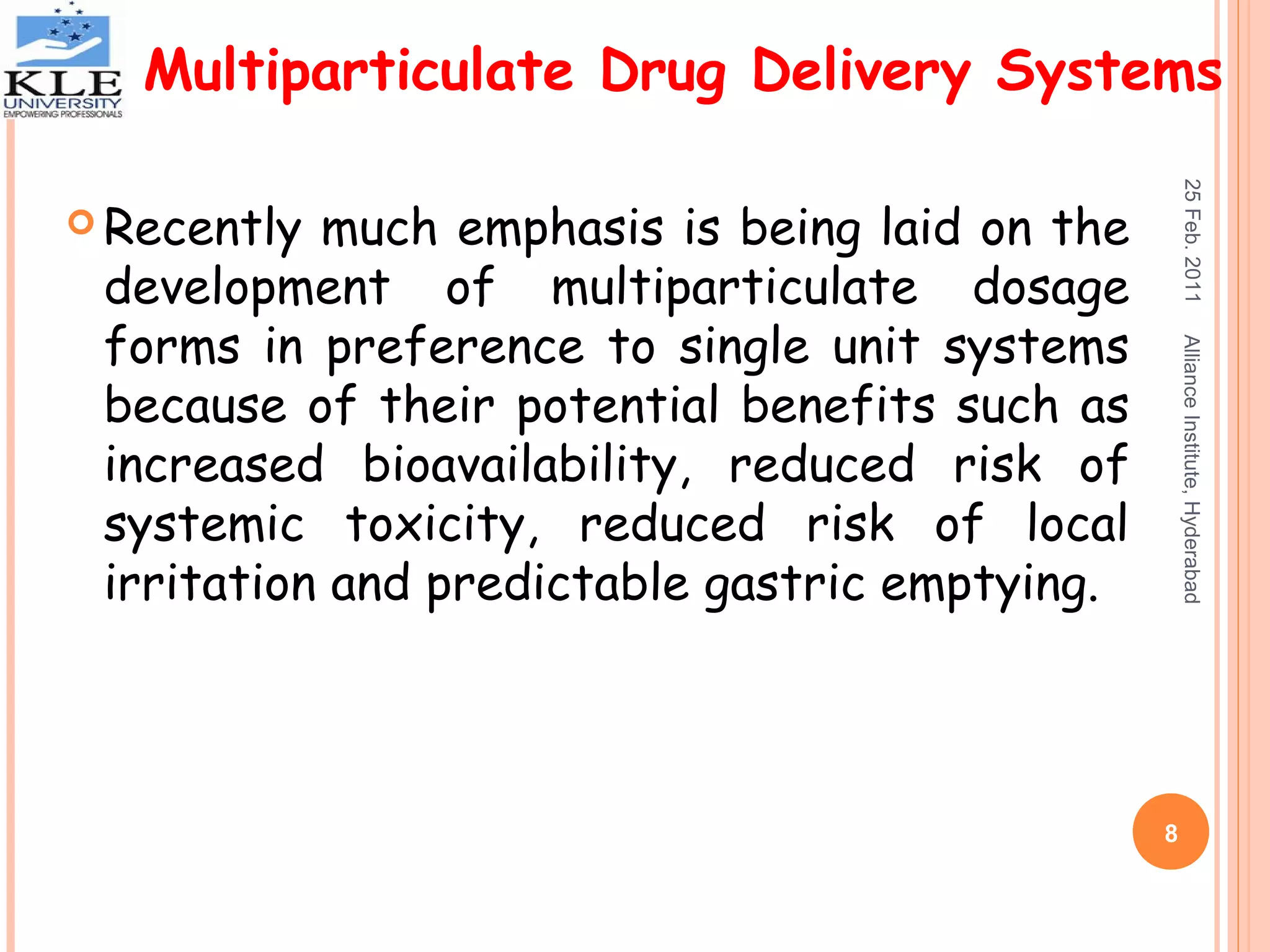 Multiparticulate drug delivery systems | PPT