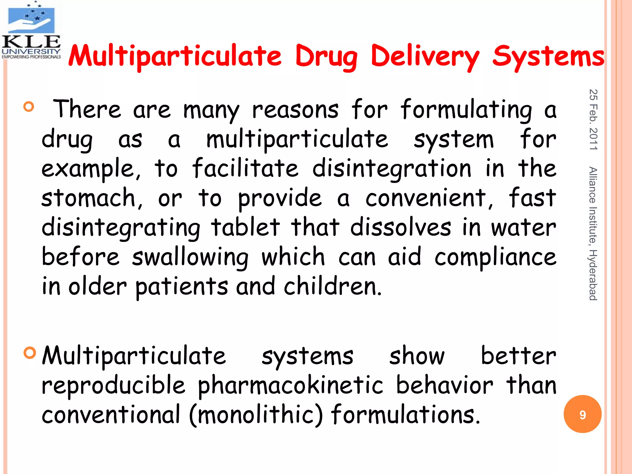 Multiparticulate drug delivery systems | PPT
