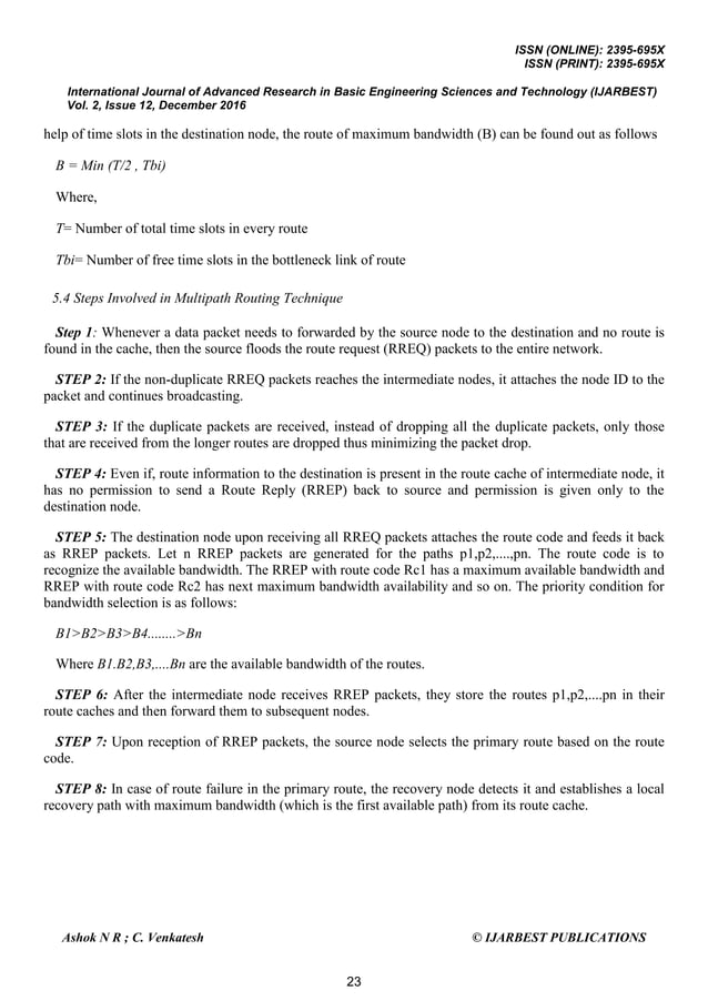 Multipath Routing Protocol For Effective Local Route Recovery Pdf